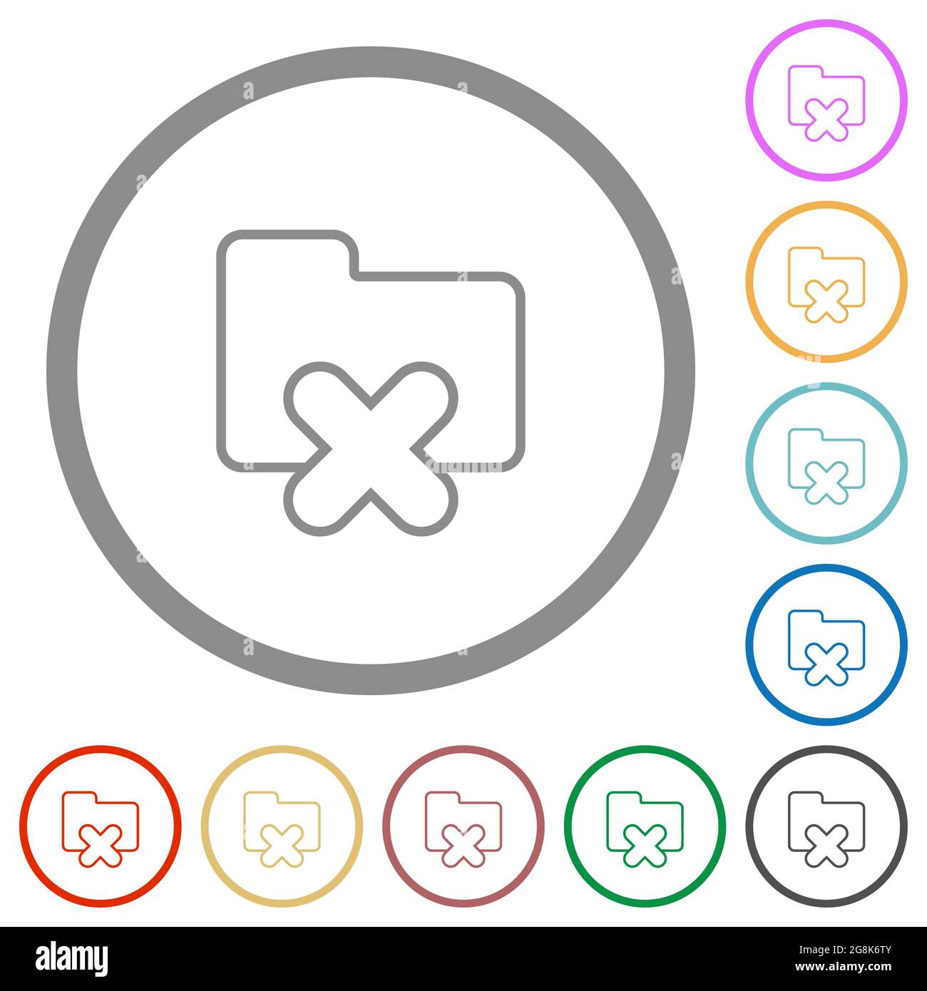 Cancel folder outline flat color icons in round outlines on white ...
