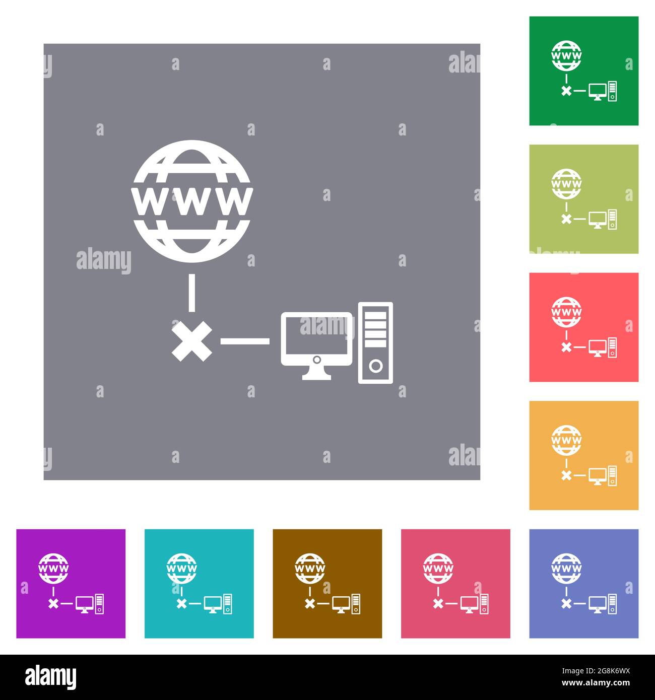 Offline computer flat icons on simple color square backgrounds Stock ...