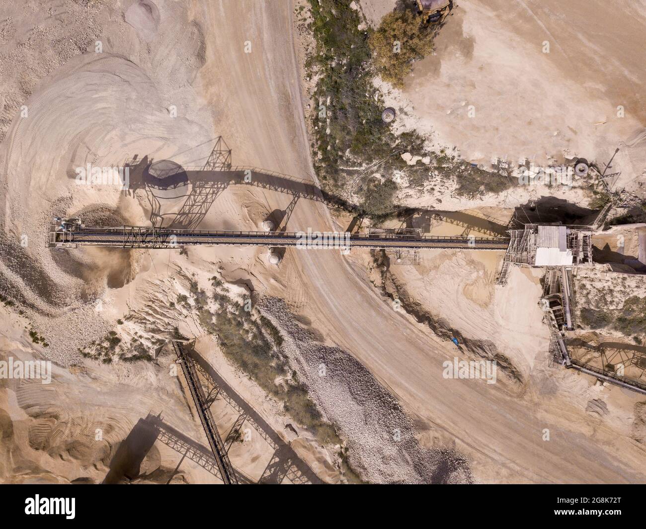 Quarry stone. Mining and processing plant, mineral piles and sand ...