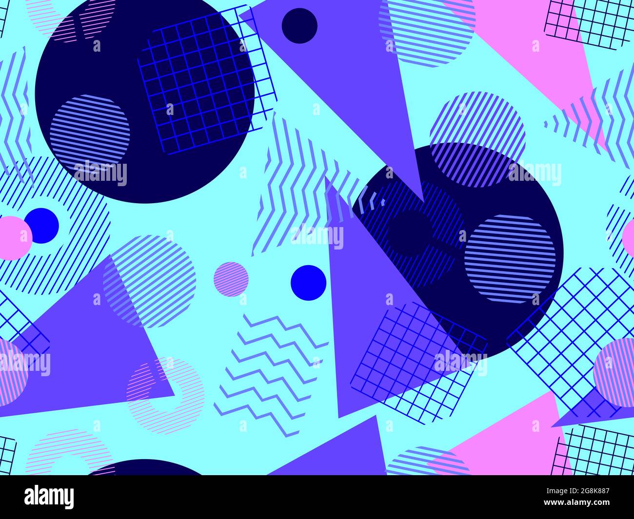 Memphis seamless pattern. Geometric elements memphis in the style of 80 ...