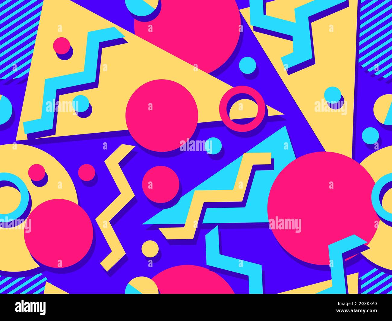 80s geometric seamless pattern with memphis elements. Trendy retro ...