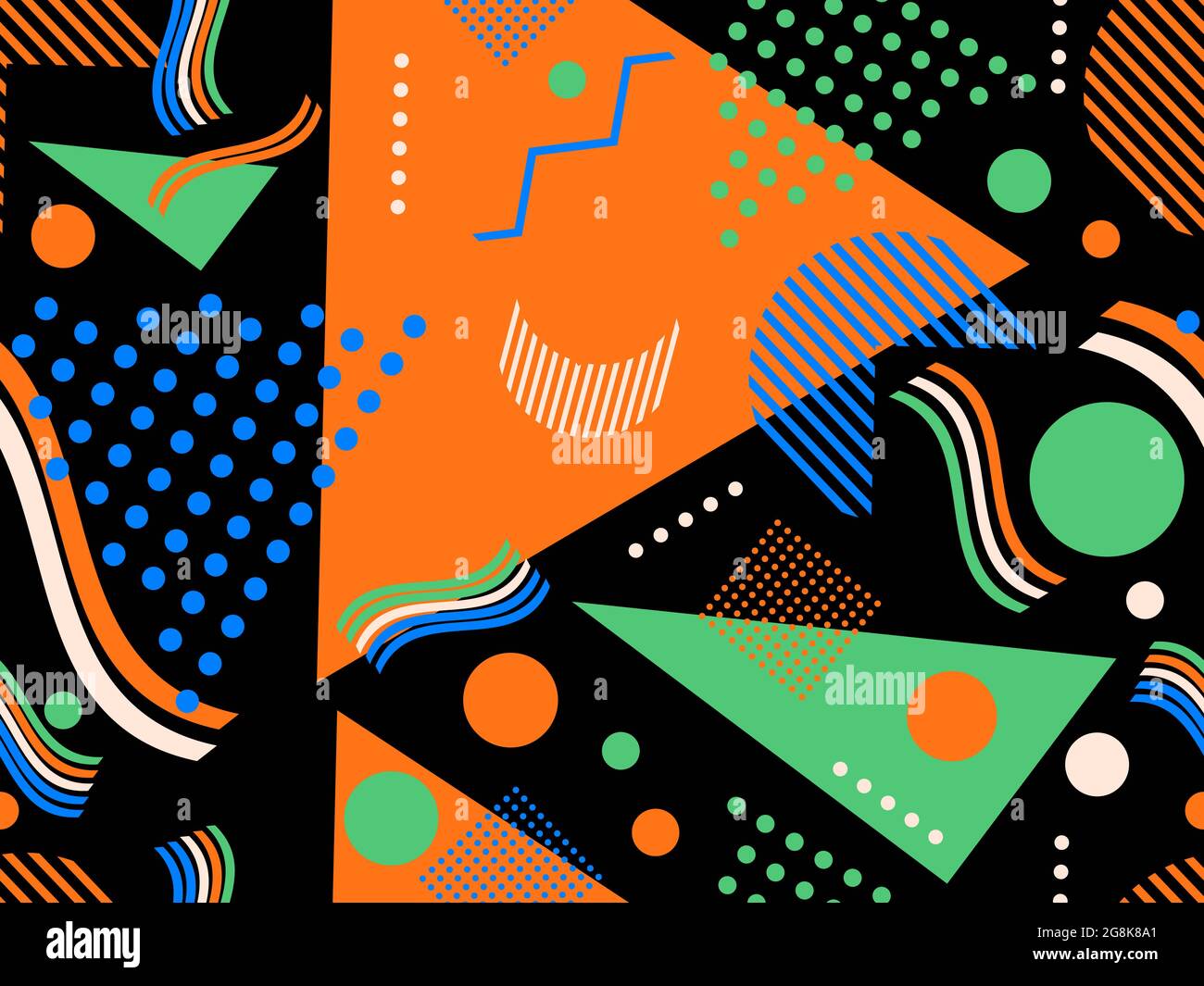 80s geometric seamless pattern with memphis elements. Trendy retro ...