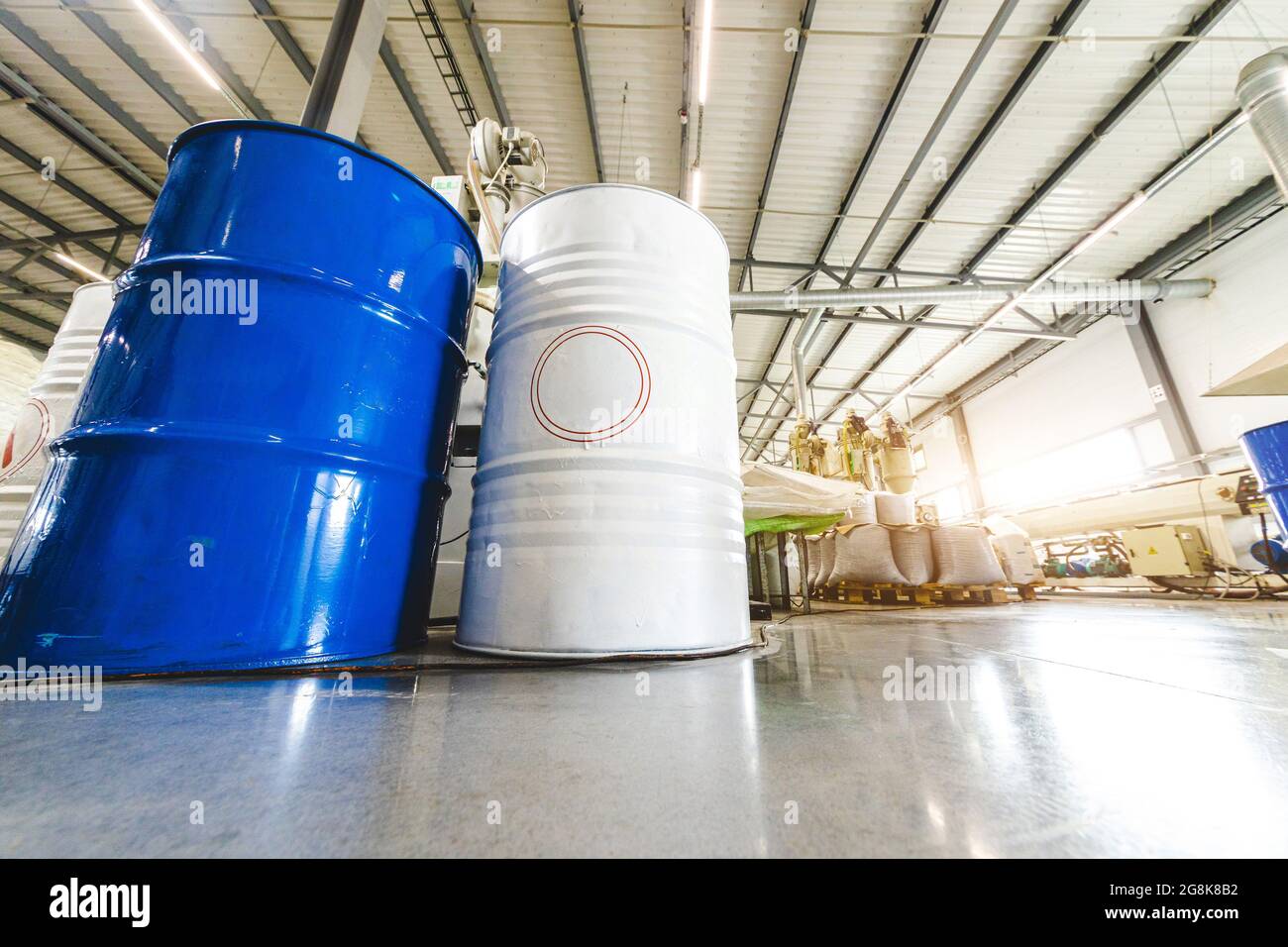 The interior of a factory for the production of polypropylene products ...