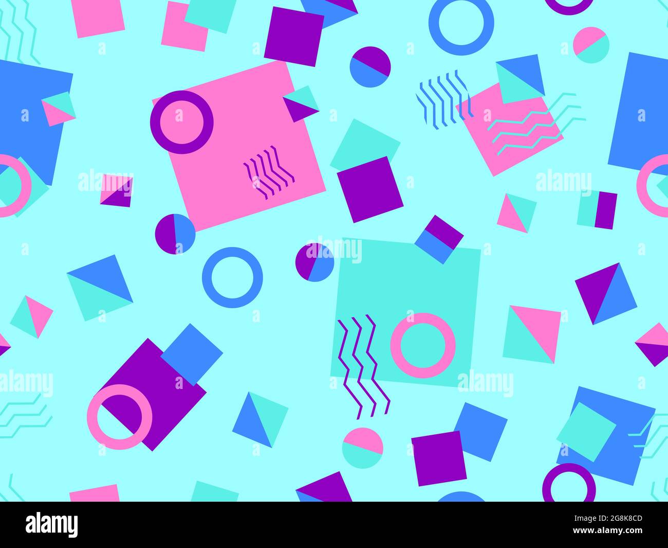 Memphis seamless pattern. Geometric elements memphis in the style of 80 ...