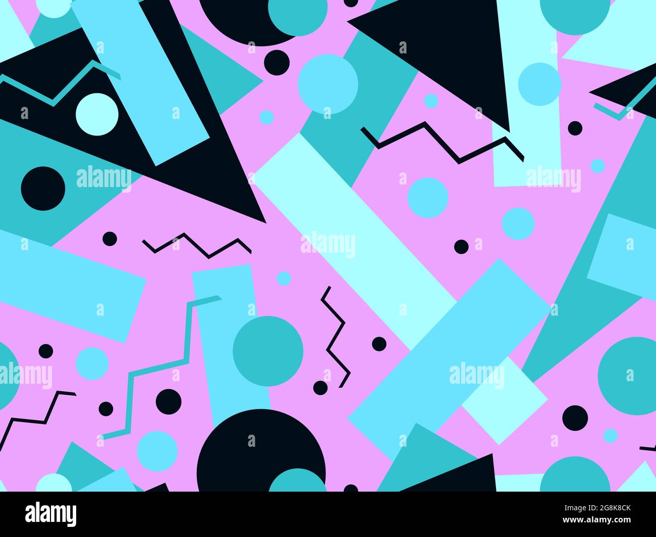 Memphis seamless pattern. Geometric elements memphis in the style of 80 ...