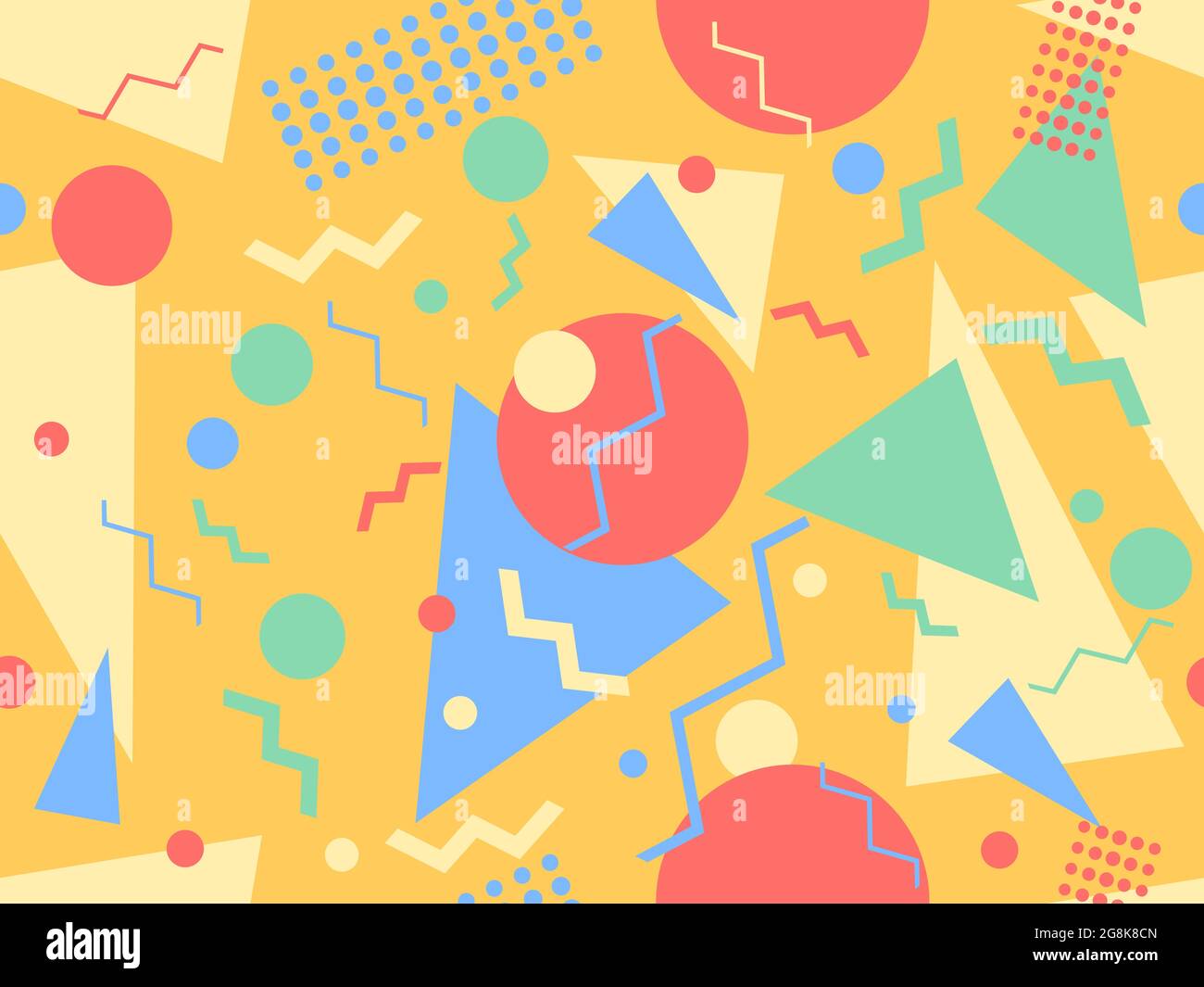 80s geometric seamless pattern with memphis elements. Trendy retro ...