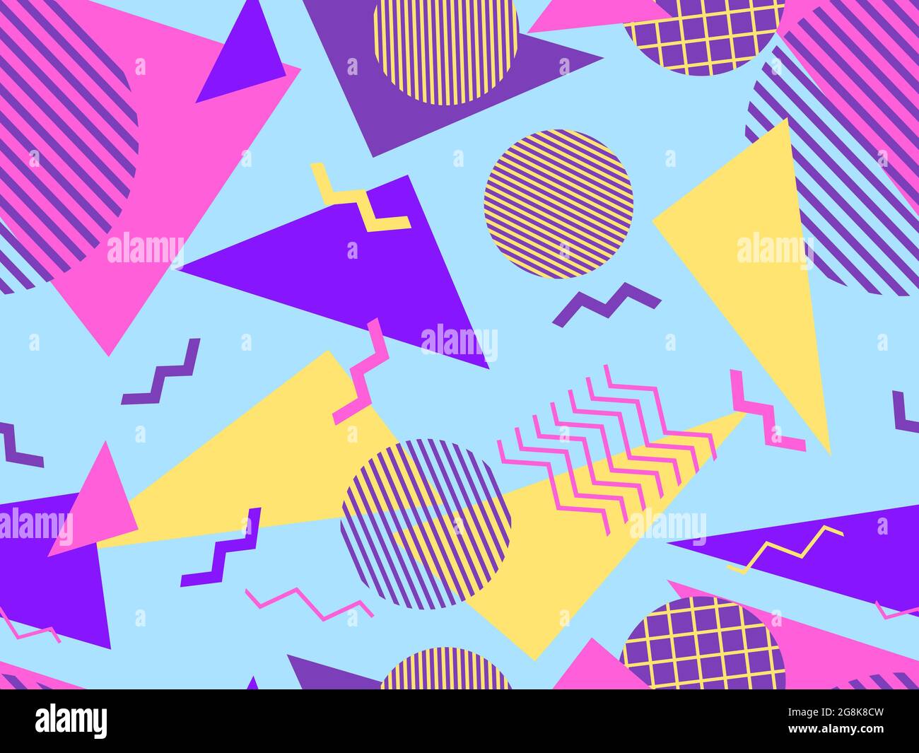 Memphis seamless pattern. Geometric elements memphis in the style of 80 ...
