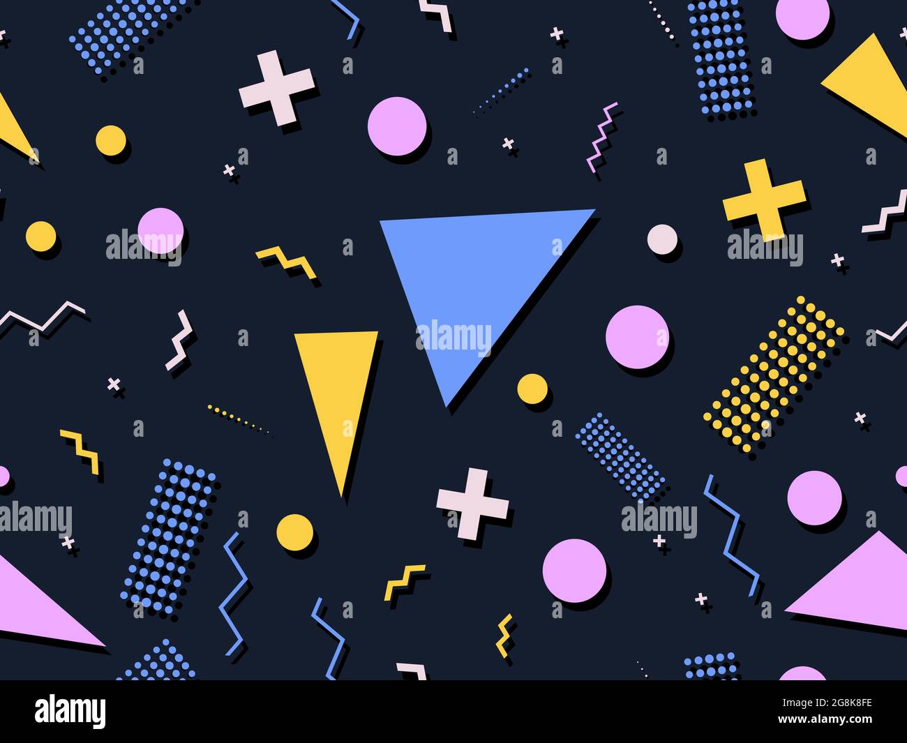 80s geometric seamless pattern with memphis elements. Trendy retro ...