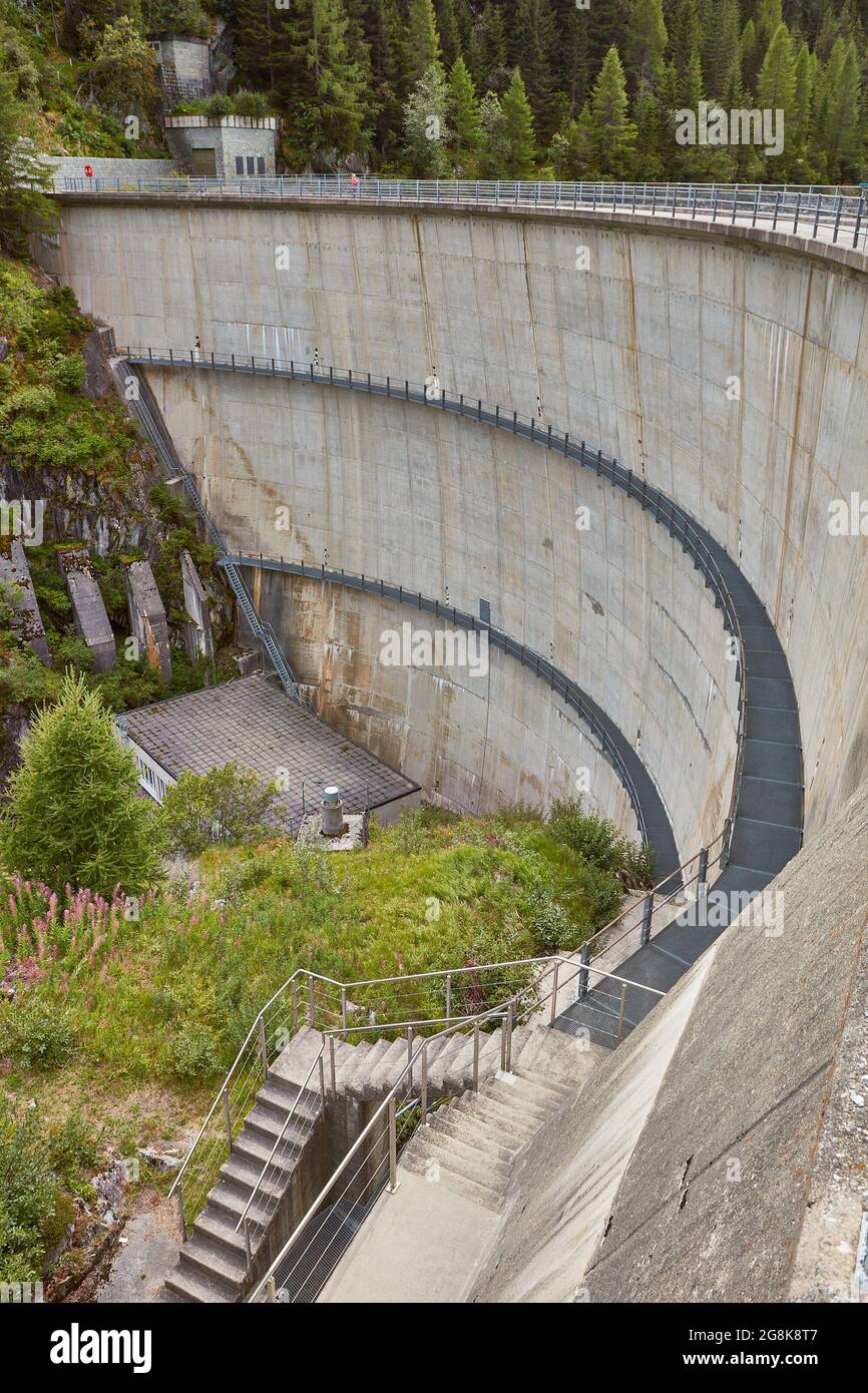 Views of dam from crown - Sufnersee dam, Sufers, Switzerland Stock ...