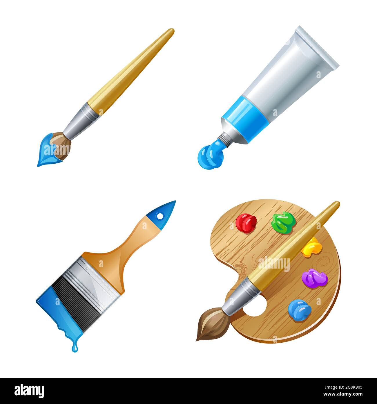 Wooden art palette with paints and brush Stock Vector Image & Art - Alamy