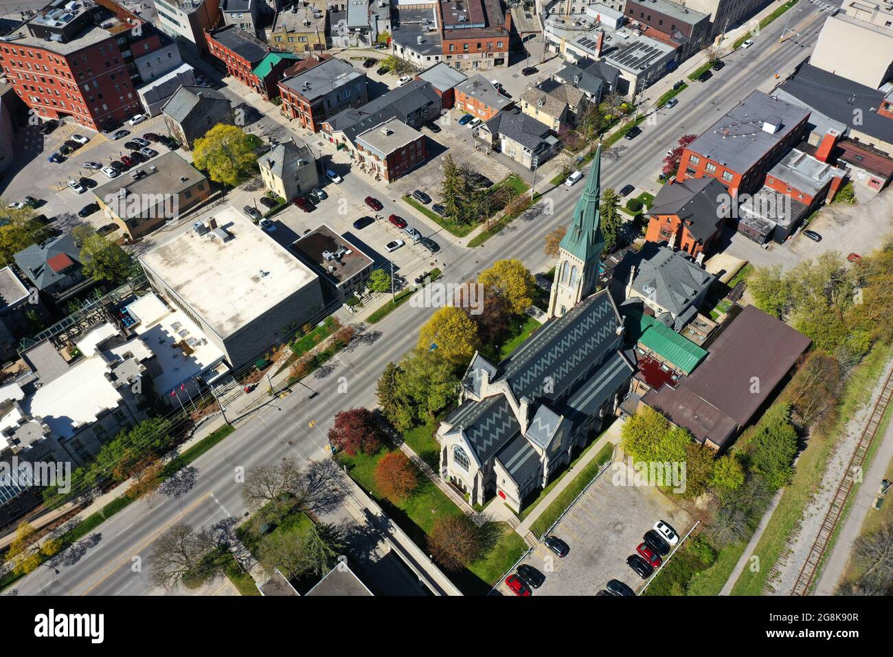 An aerial of Guelph, Ontario, Canada downtown Stock Photo - Alamy