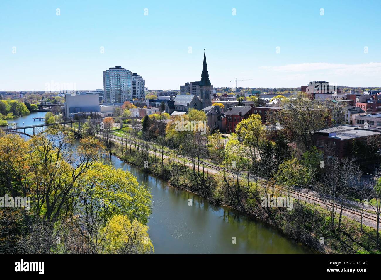 An aerial of Guelph, Ontario, Canada city center Stock Photo - Alamy