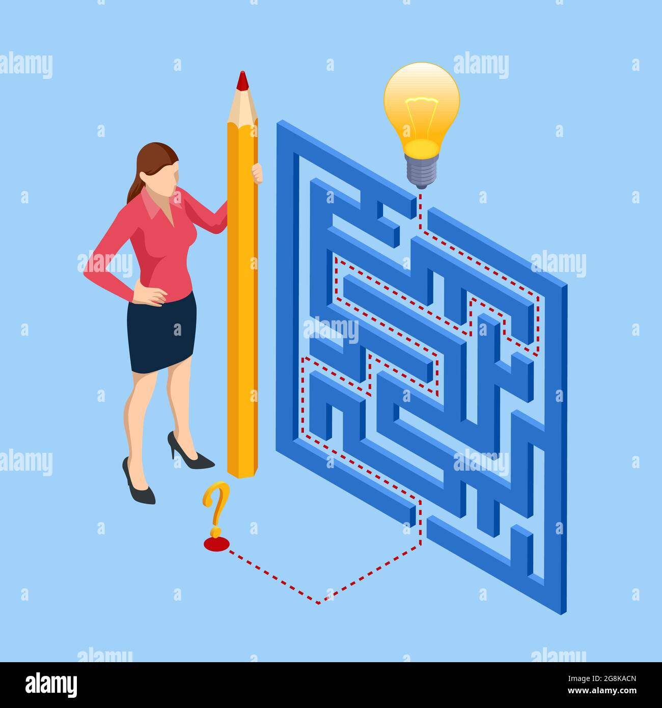 Isometric maze, labyrinth solution. Business team looking for solution ... Isometric maze, labyrinth solution. Business team looking for solution ...