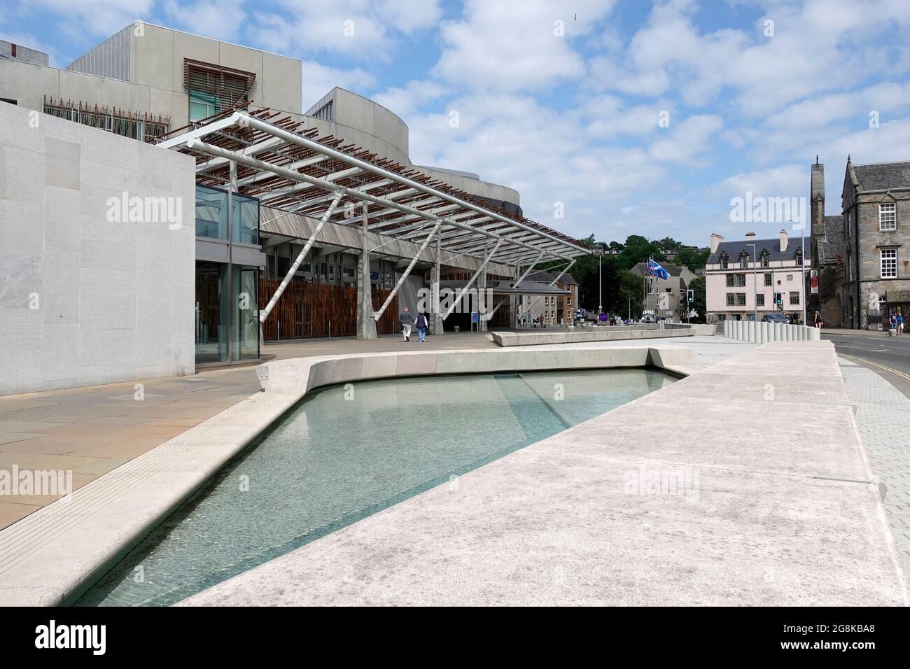 A view of the entrance to the Scottish Parliament Building at Holyrood ...