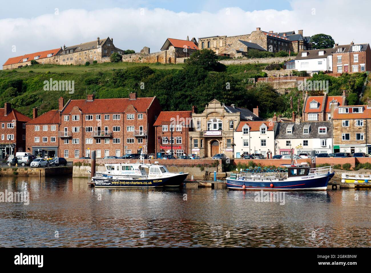 Whitby harbour and Abbey view Stock Photo - Alamy