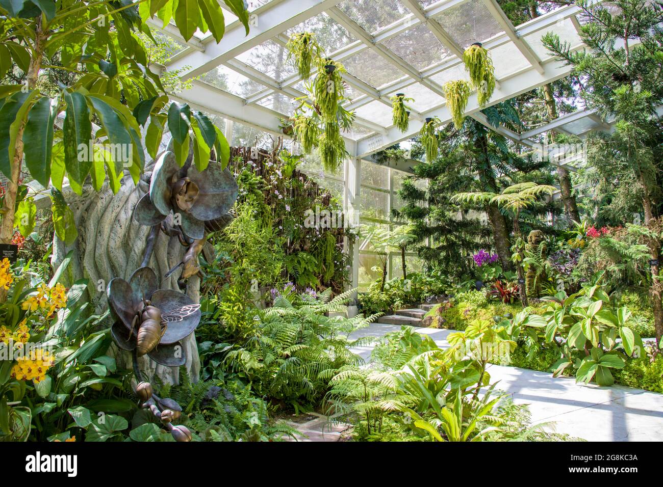 the statue in Tropical Montane Orchidetum of national orchid garden in ...
