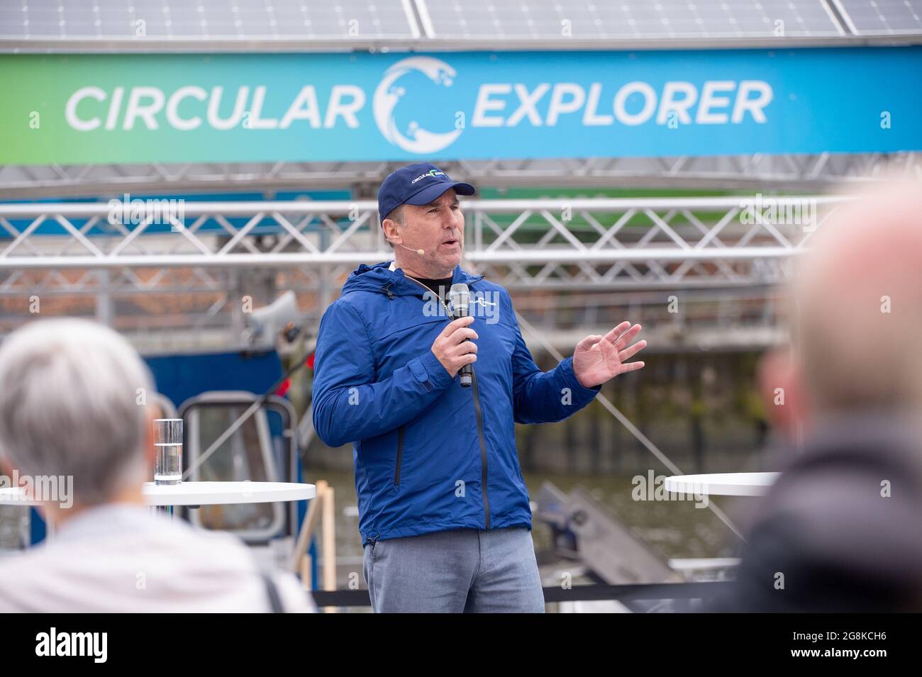 Hamburg, Germany. 21st July, 2021. Jan Jenisch, CEO at Holcim, speaks ...