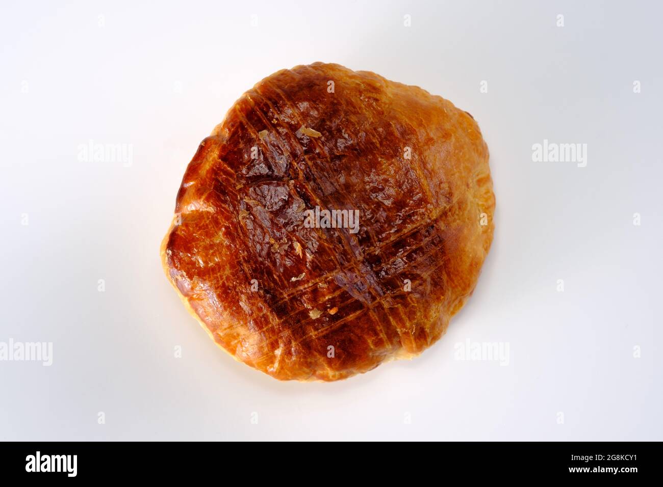 Top view Close up shot of a Turkish pastry lean boyoz on a white ...