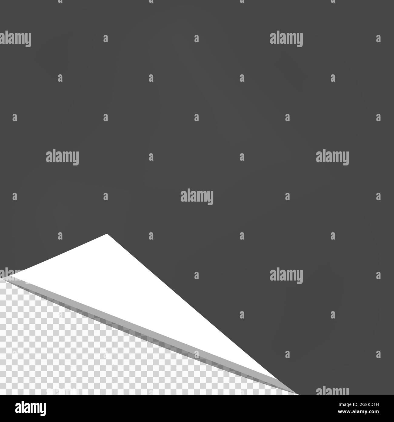 Black note paper with folded corner is on white squared background for ...