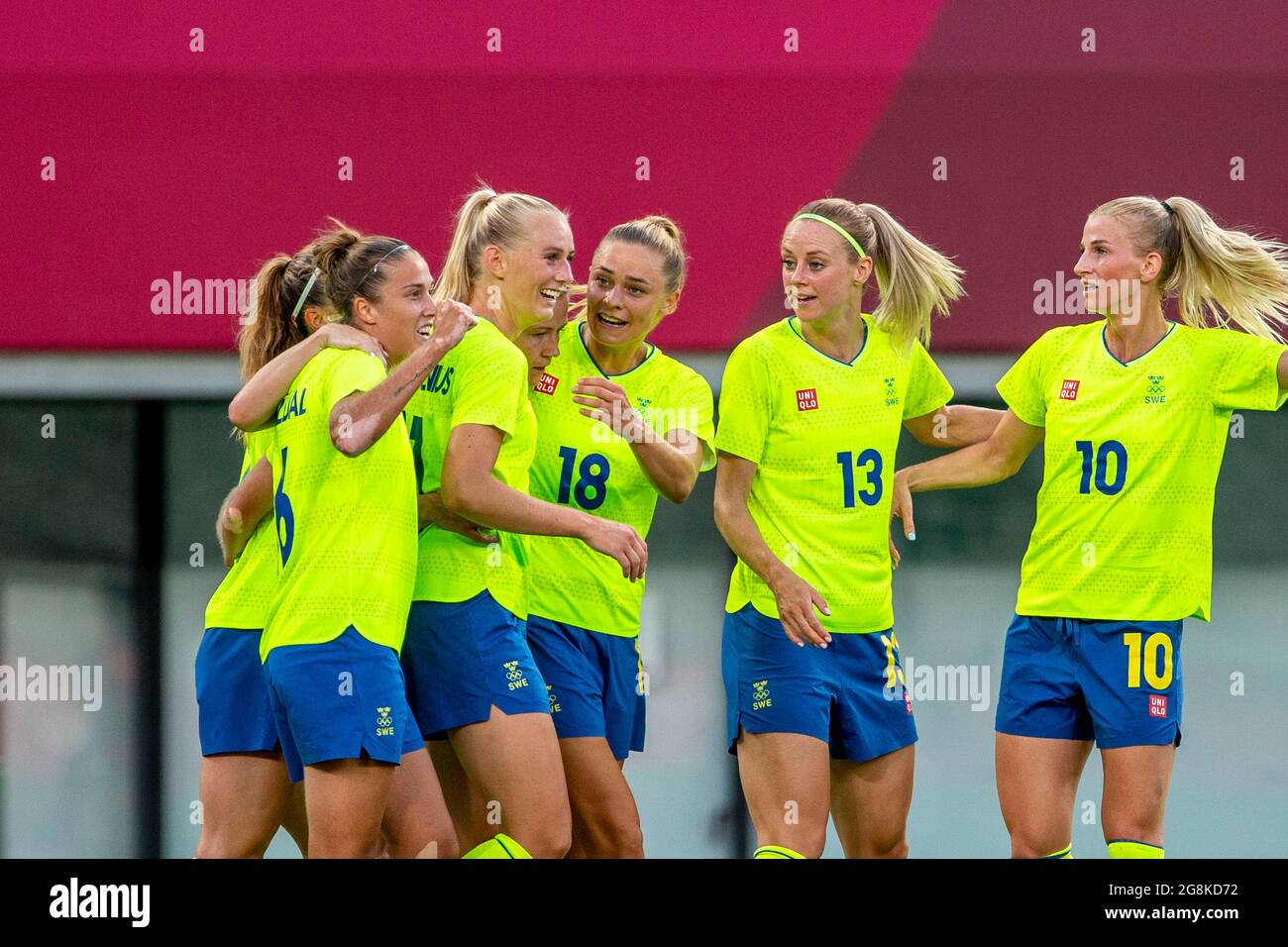 Tokyo, Japan. July 21 2021: Sweden's Stina Blackstenius #11 celebrates ...