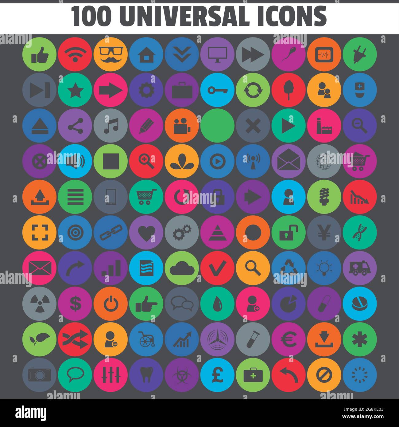 100 Universal Icons. Simplus series. Each icon is a single object ...