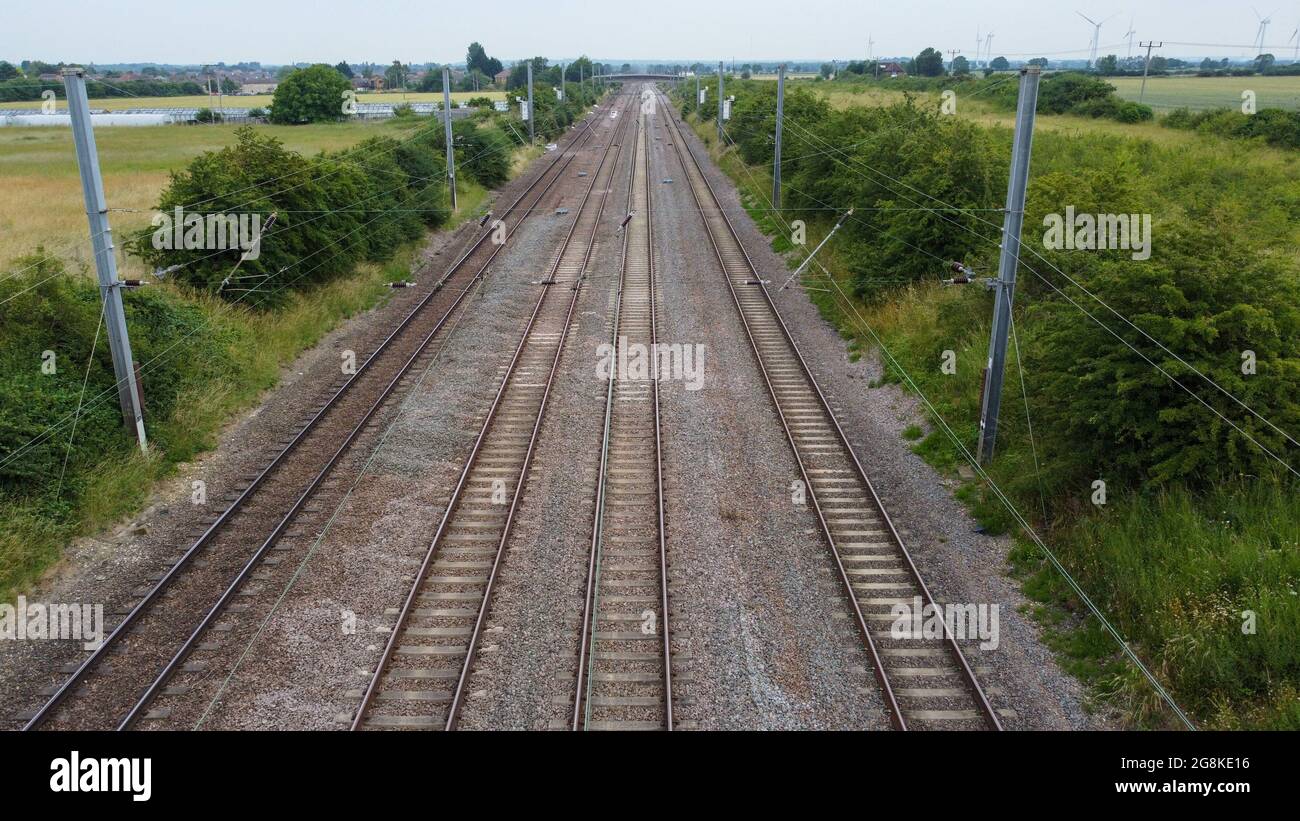 Aerial view of a train railway Stock Photo - Alamy