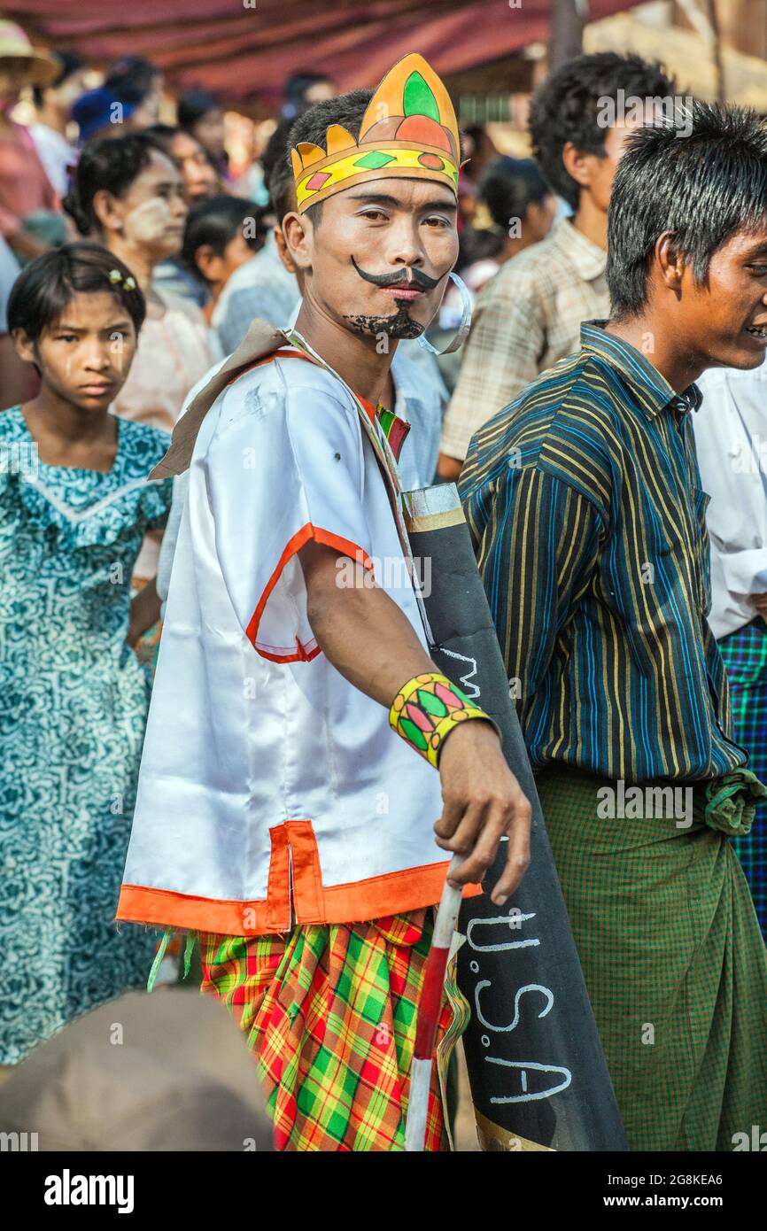 Young Burmese actor taking part in procession ceremony to honour ...