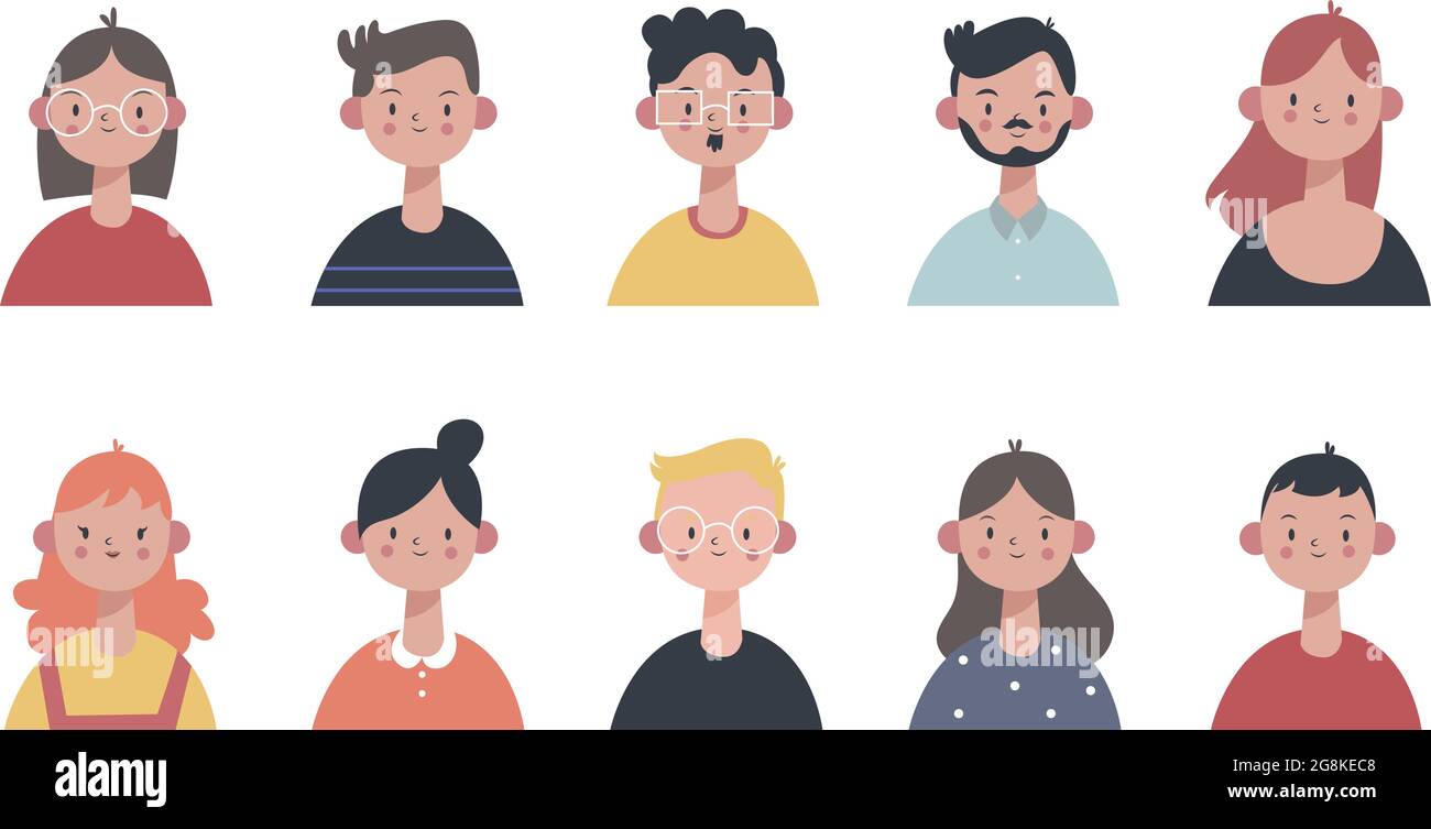 Man upper body character set in various styles and gestures. hand drawn ...