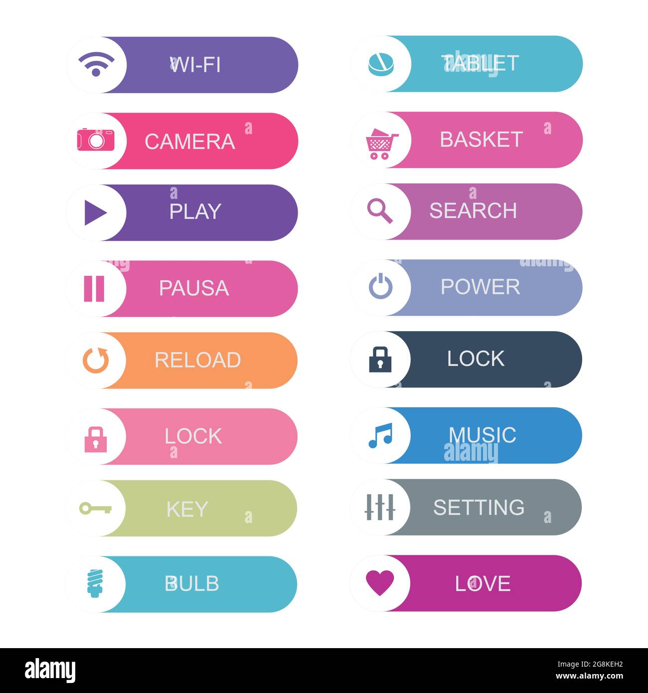 Set of vector buttons with metallic borders Stock Vector Image & Art ...