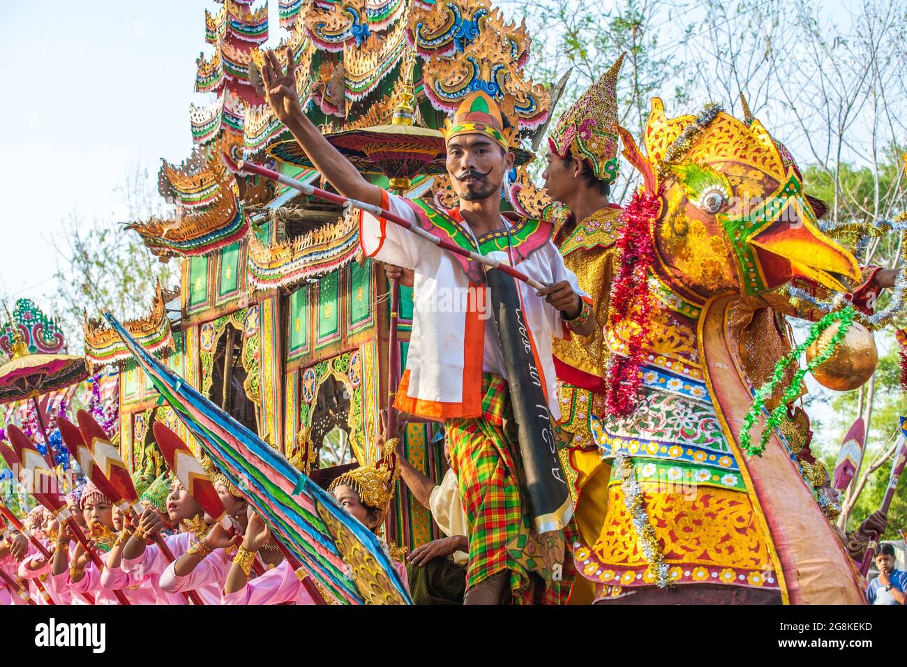 Young Burmese actor on float taking part in procession ceremony to ...