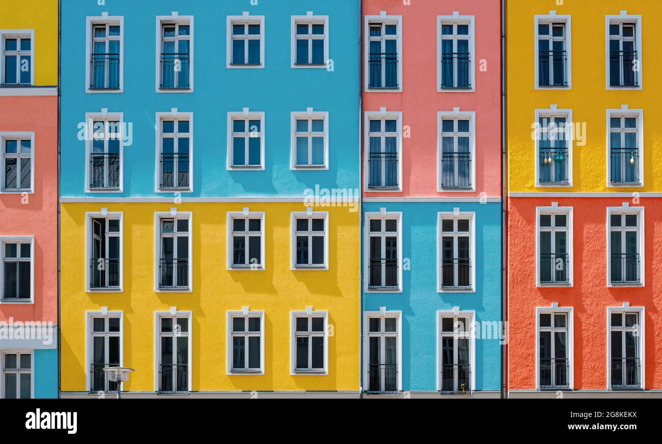 colorful building facade, residential real estate background, house ...