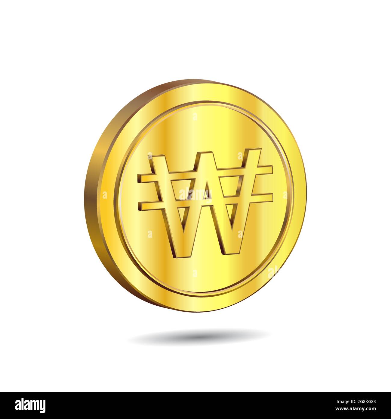 3D Vector illustration of Gold Coin with Won sign isolated on white ...
