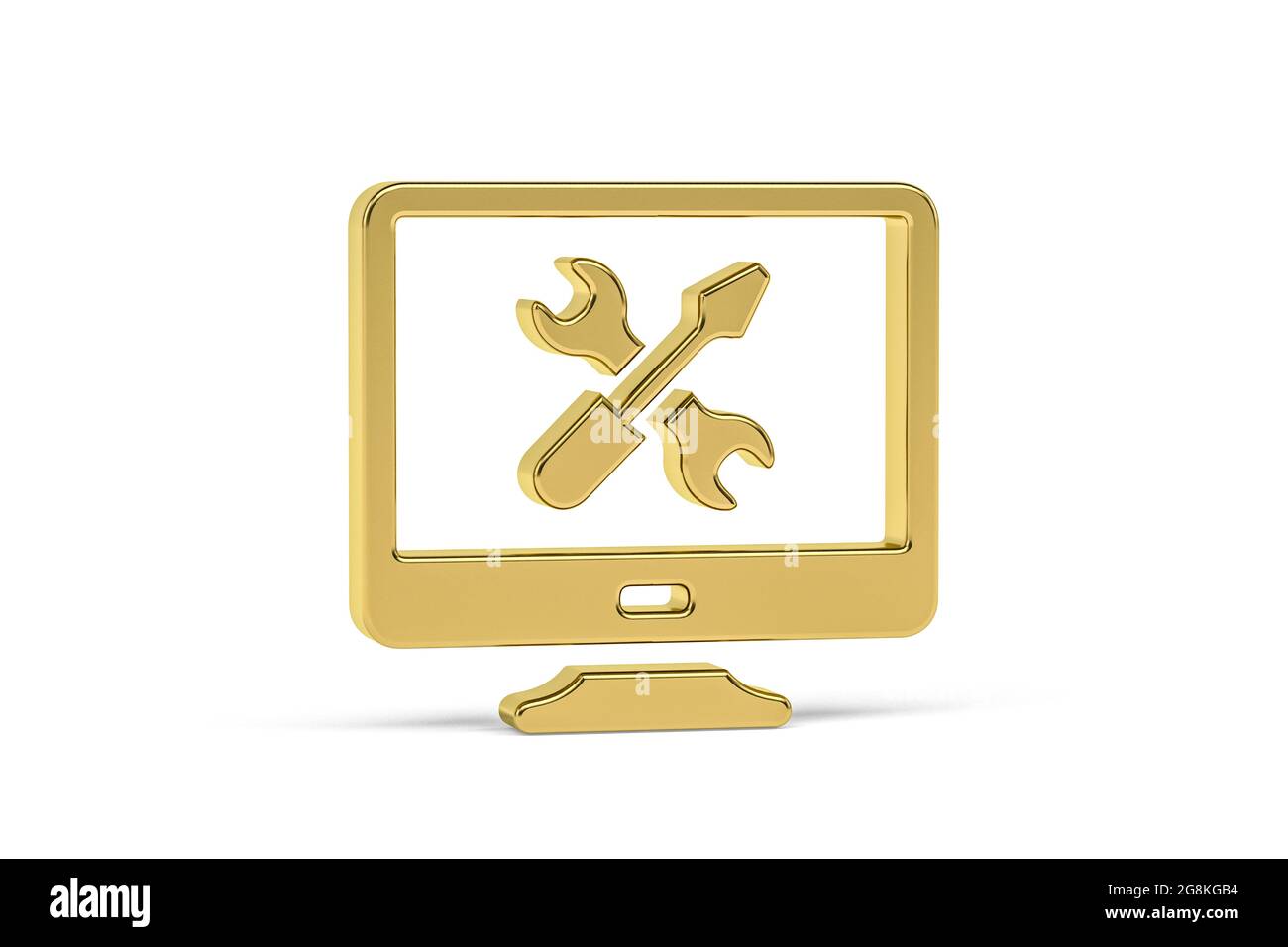 Golden 3d IT specialist icon isolated on white background - 3D render ...
