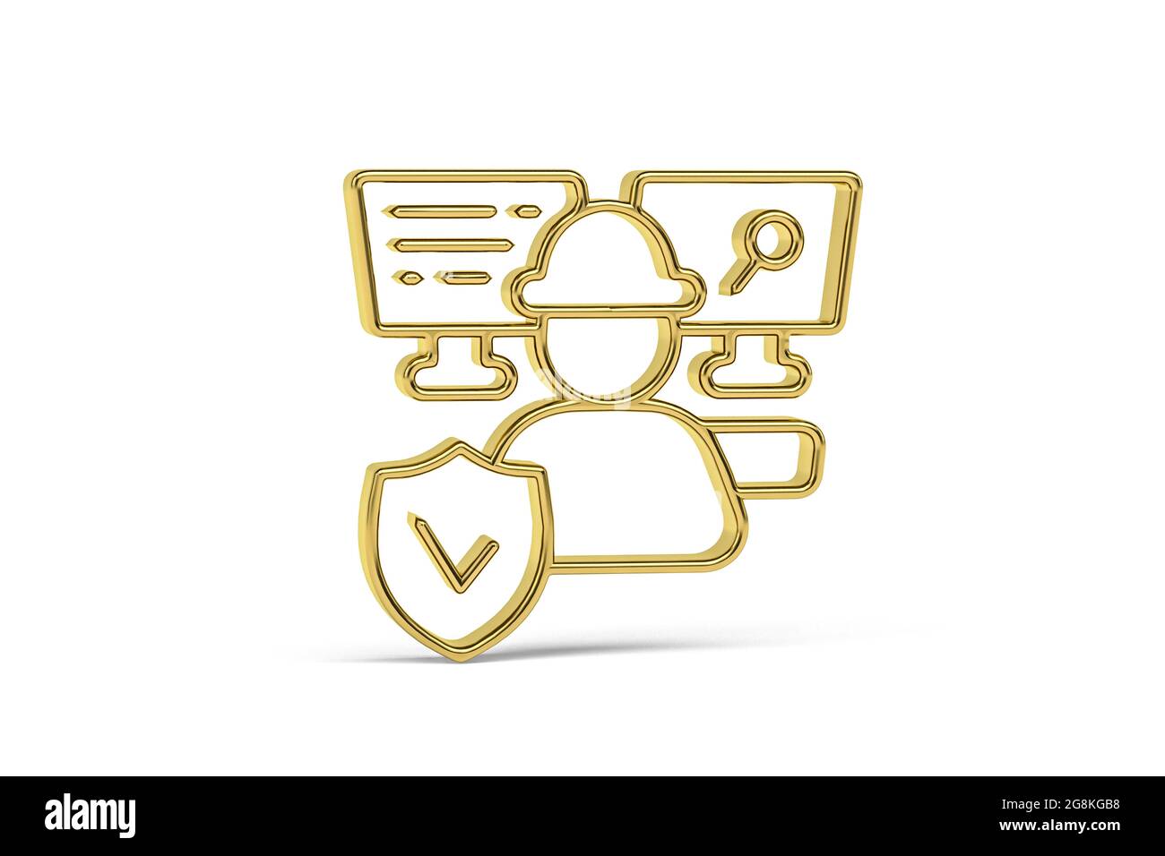 Golden 3d IT specialist icon isolated on white background - 3D render ...