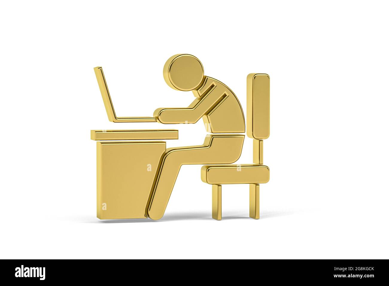 Golden 3d IT specialist icon isolated on white background - 3D render ...