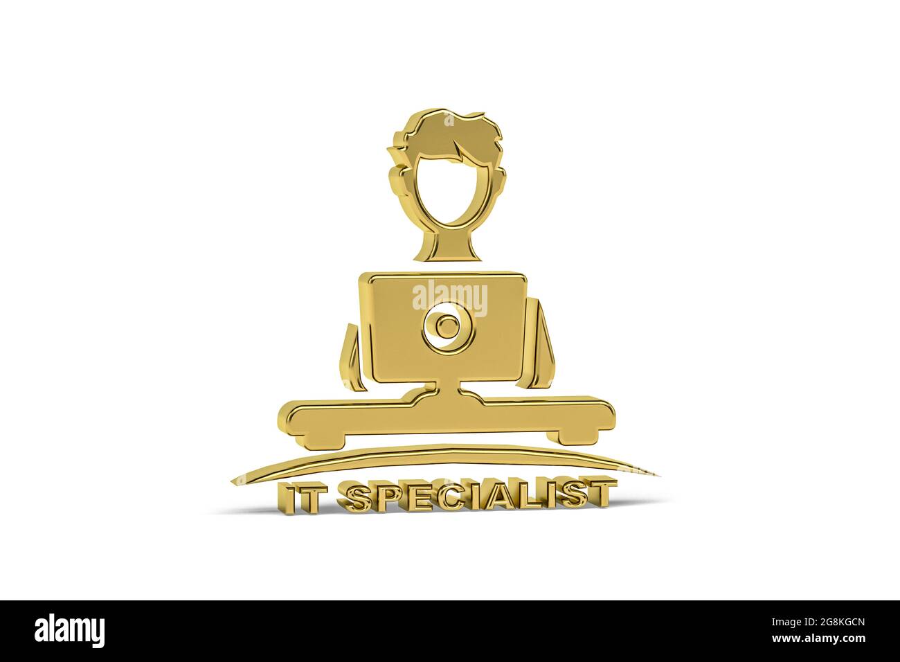 Golden 3d IT specialist icon isolated on white background - 3D render ...