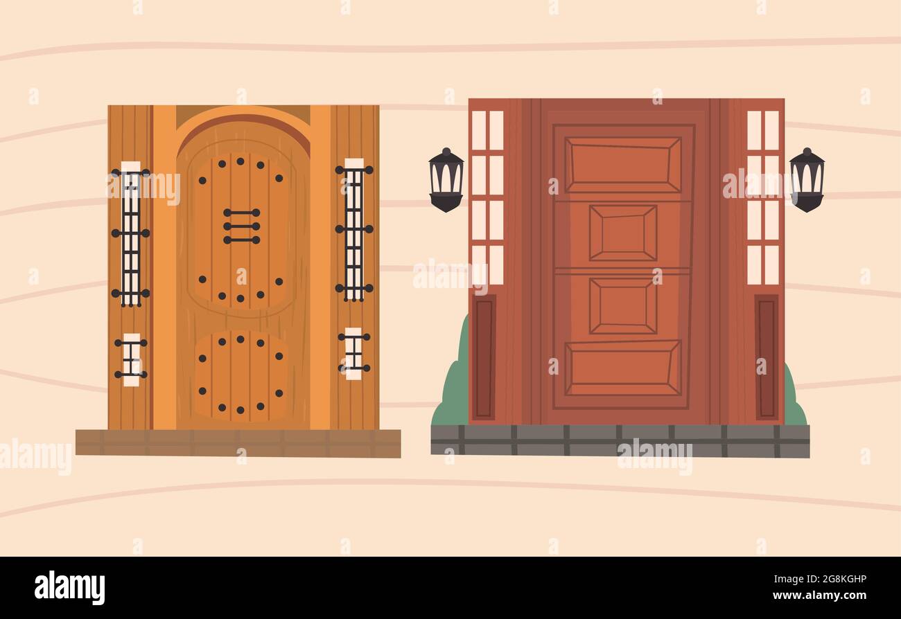 pair fronts doors colors icons Stock Vector Image & Art - Alamy