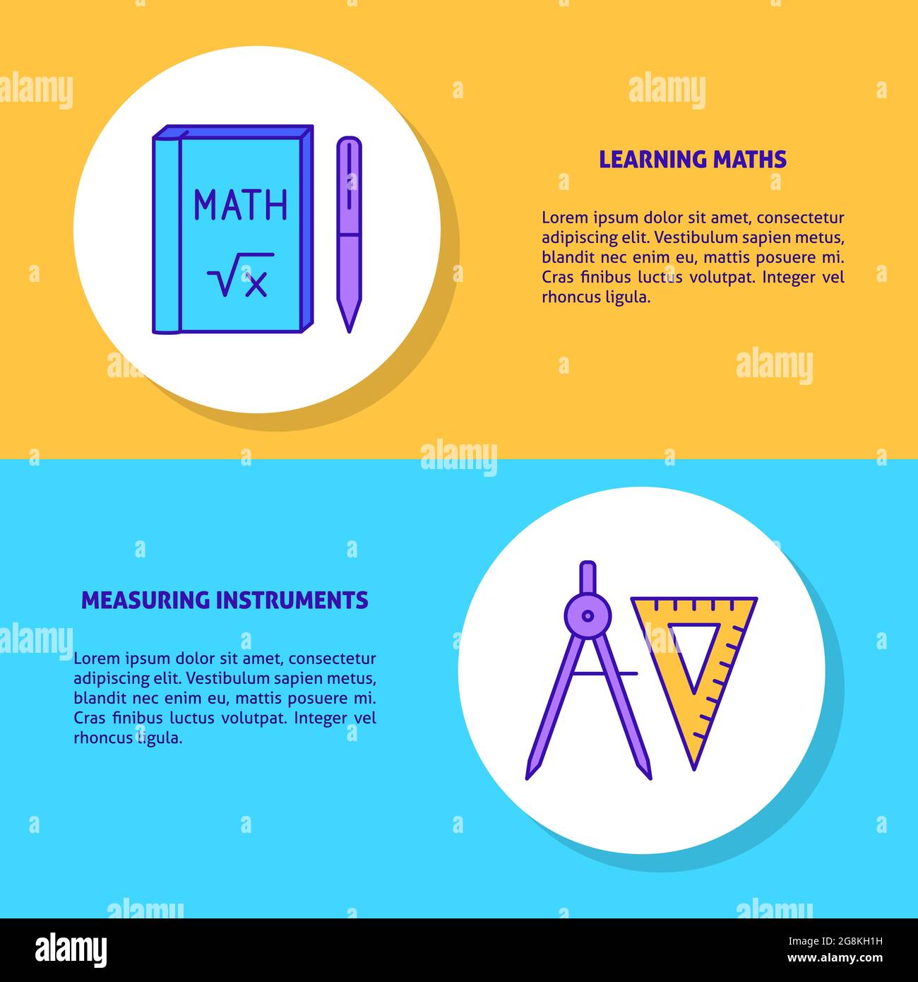 Learning maths flyer set with place for text. Math book and measuring ...