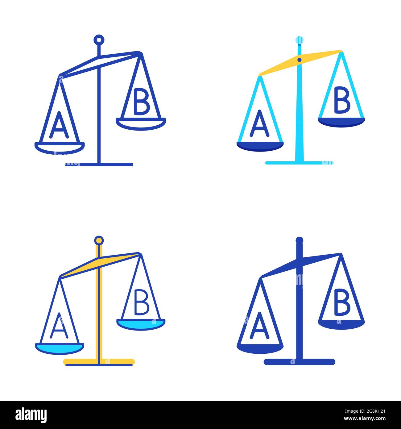 Product comparison icon set in flat and line style. Scales symbol. Compare two options. Vector ...