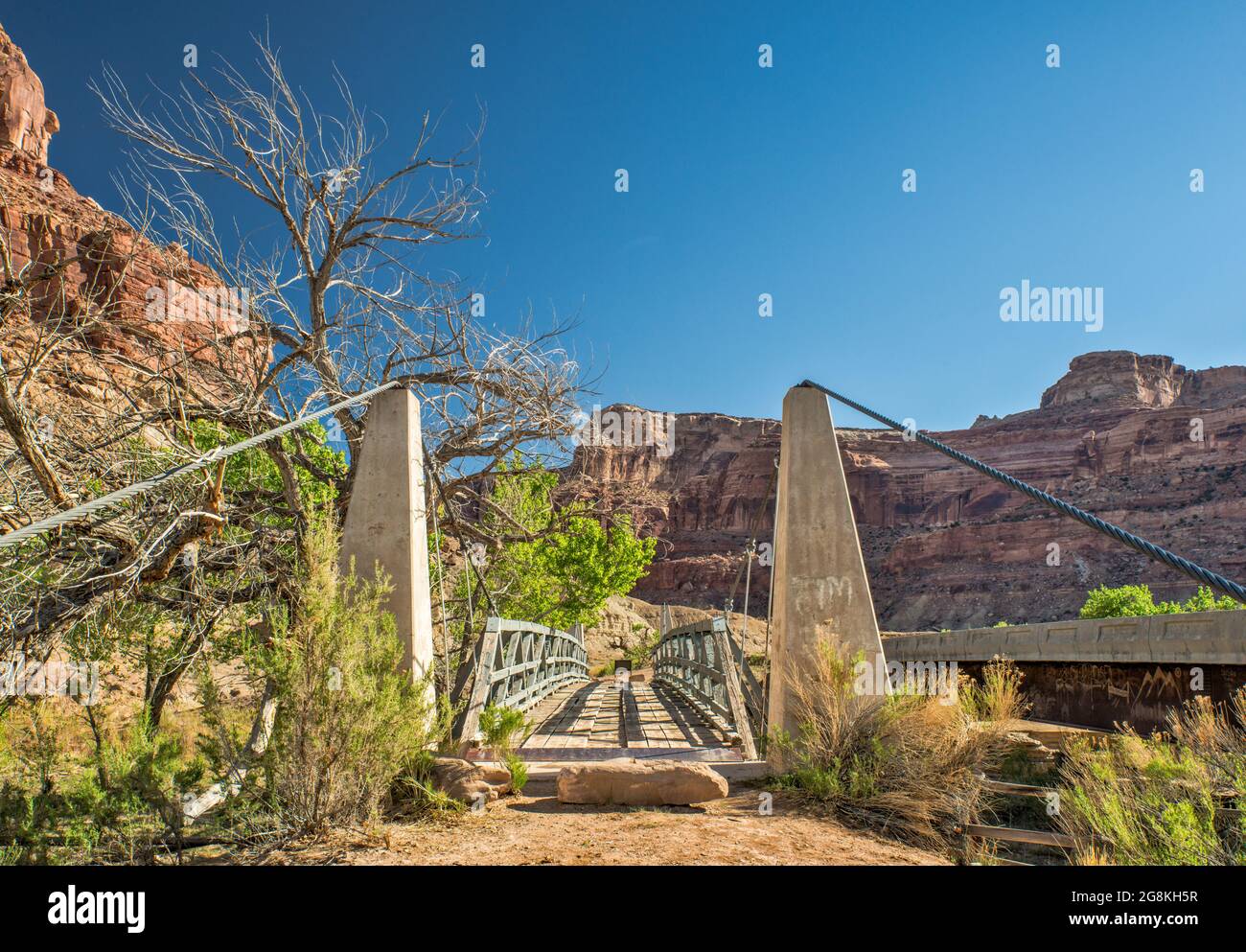 The Swinging Bridge aka San Rafael Bridge, 1937, over San Rafael River ...