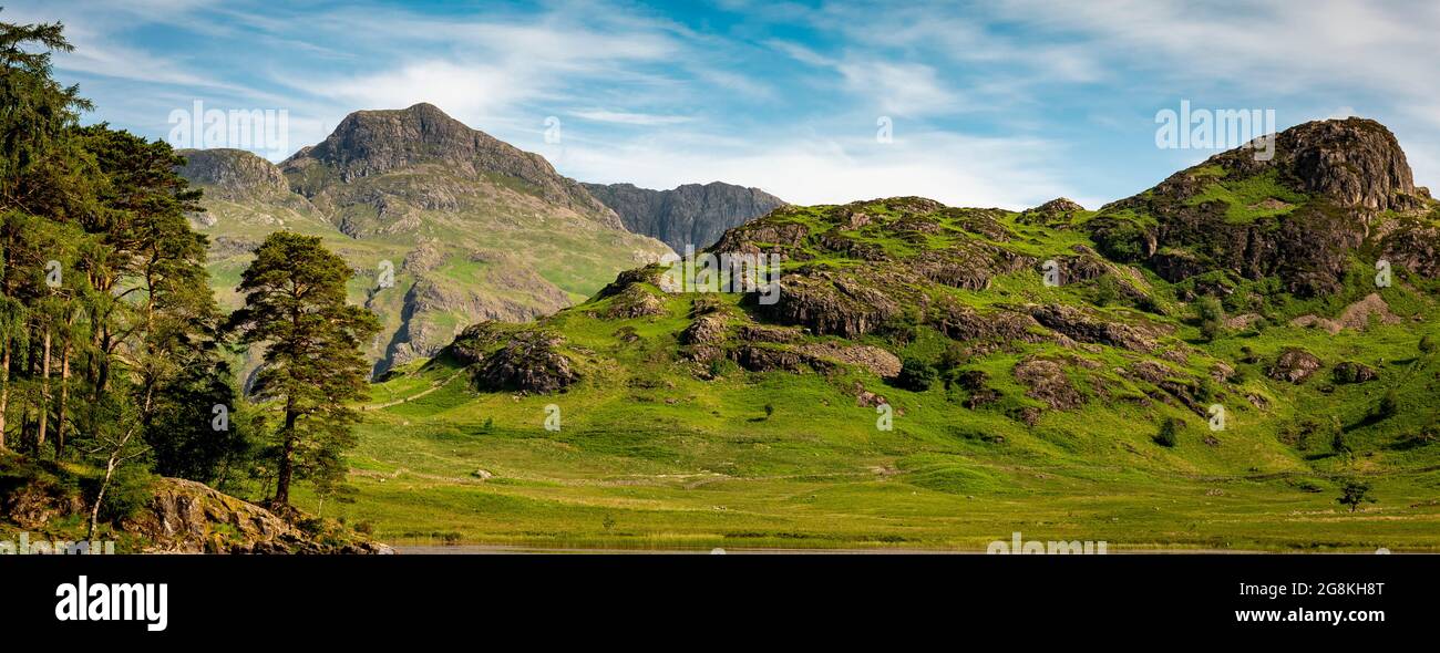 The Langdale pikes and side pike, Lake District national park, Cumbria ...