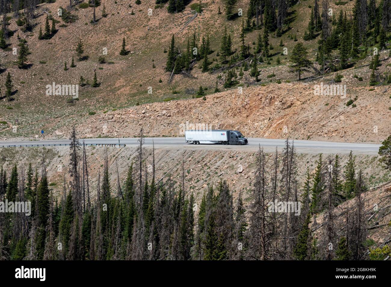 Monarch, Colorado - A truck makes its way up US Highway 50 towards the ...