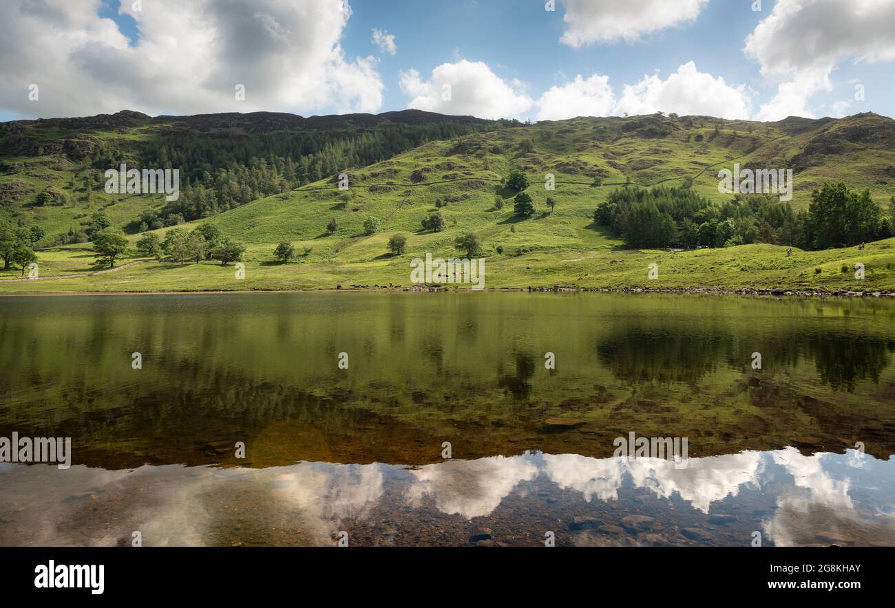 Blea Tarn, Lake district national park, mirror water reflection Stock ...