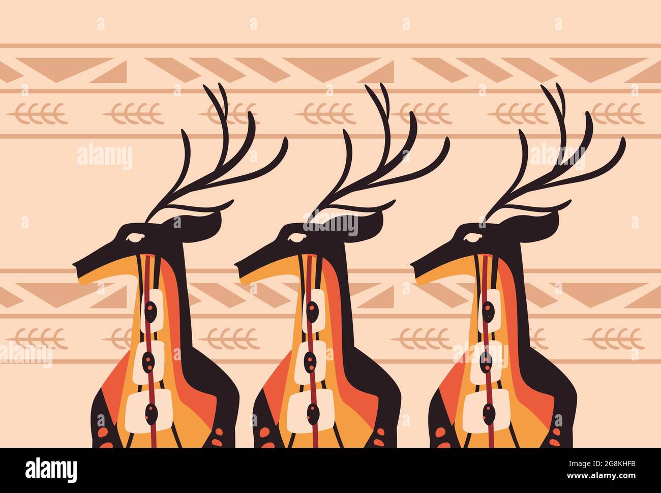 three deers indigenous animals ethnicity Stock Vector Image & Art - Alamy