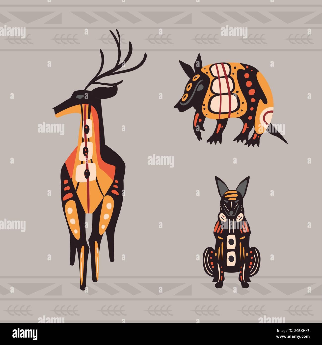 three indigenous animals ethnicity icons Stock Vector Image & Art - Alamy