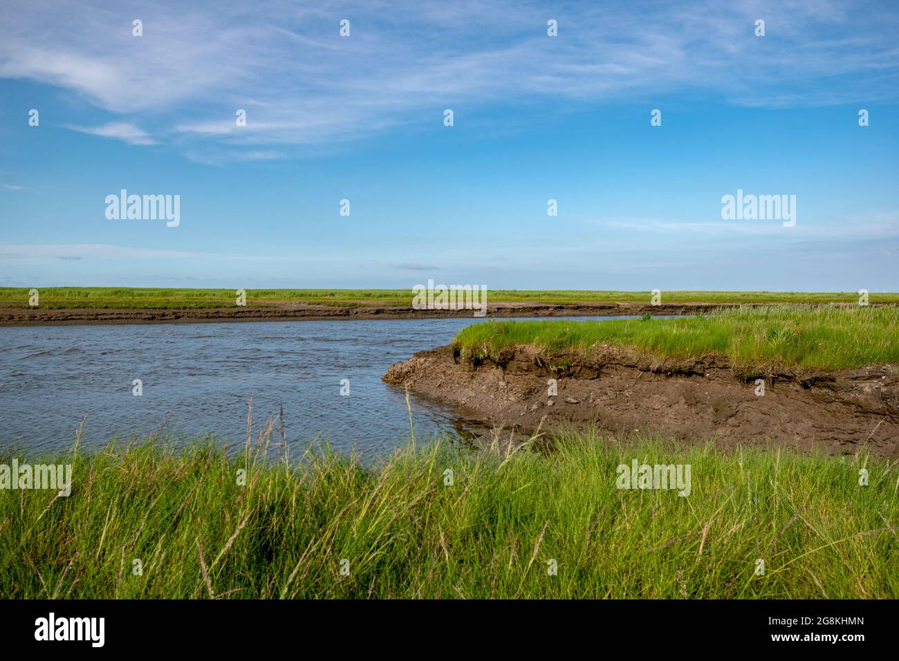 River flowing through the green field Stock Photo - Alamy