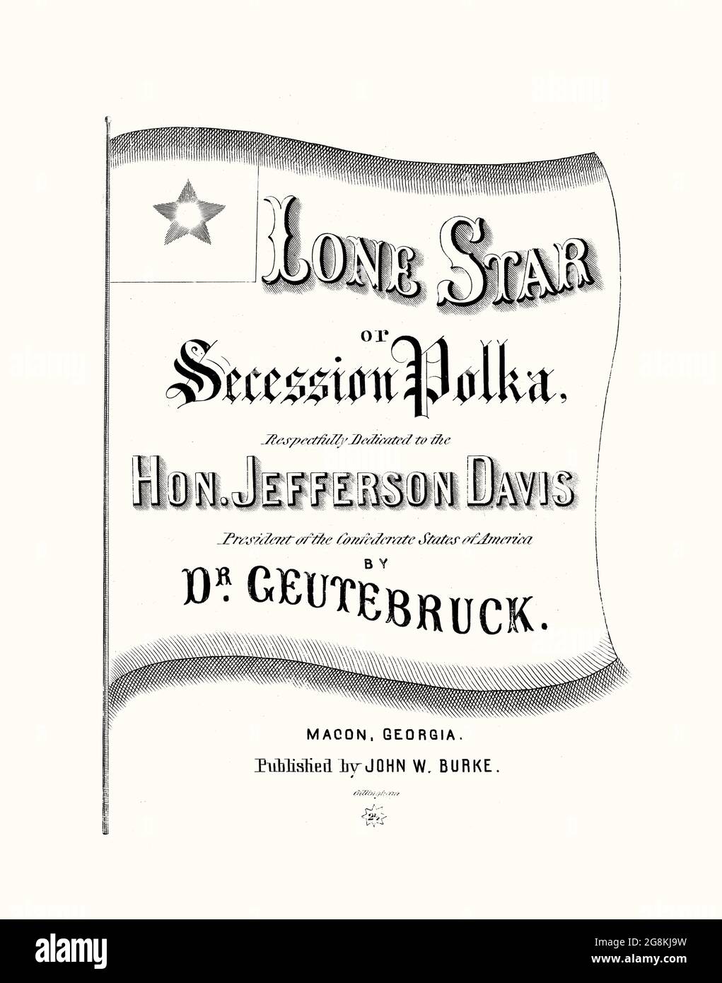 Lone Star or Secession Polka, 1861 Confederate Civil War sheet music ...