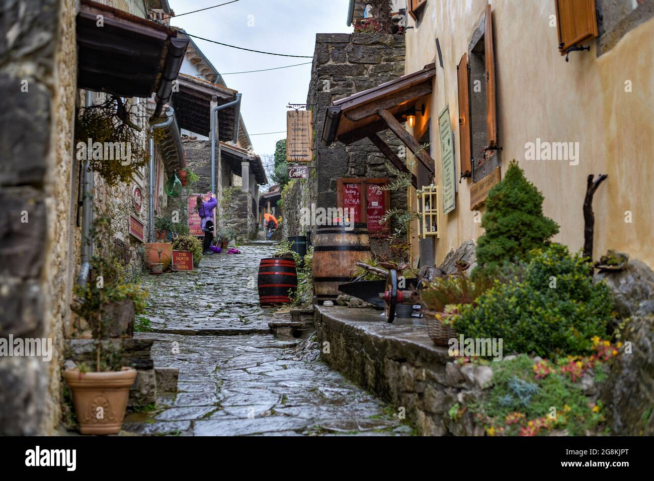 HUM, CROATIA - May 09, 2021: Streets of the smallest city in the world ...