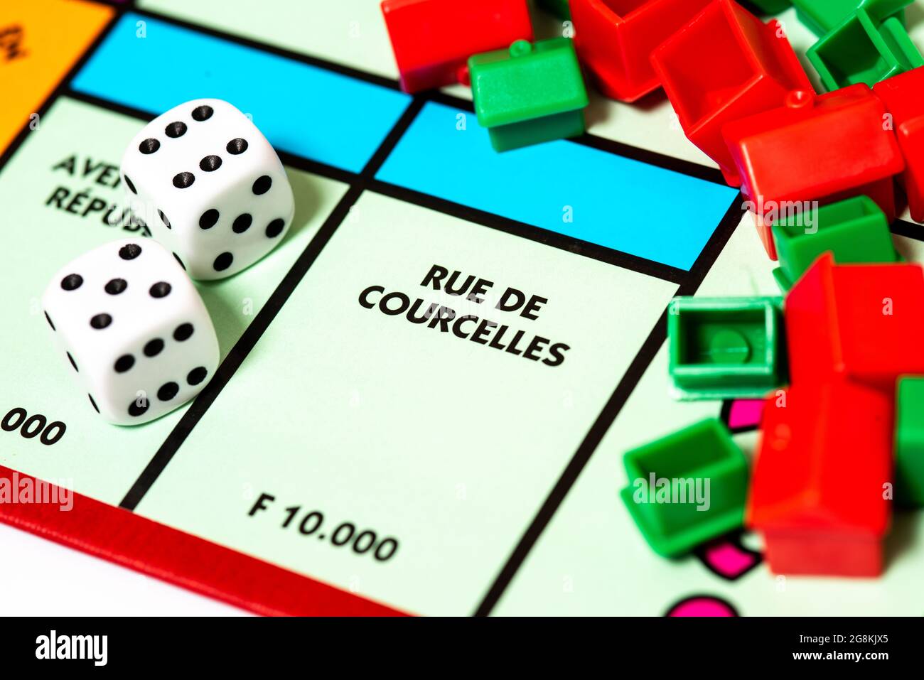Close up of Rue De Courcelles on a French Monopoly Board Stock Photo ...