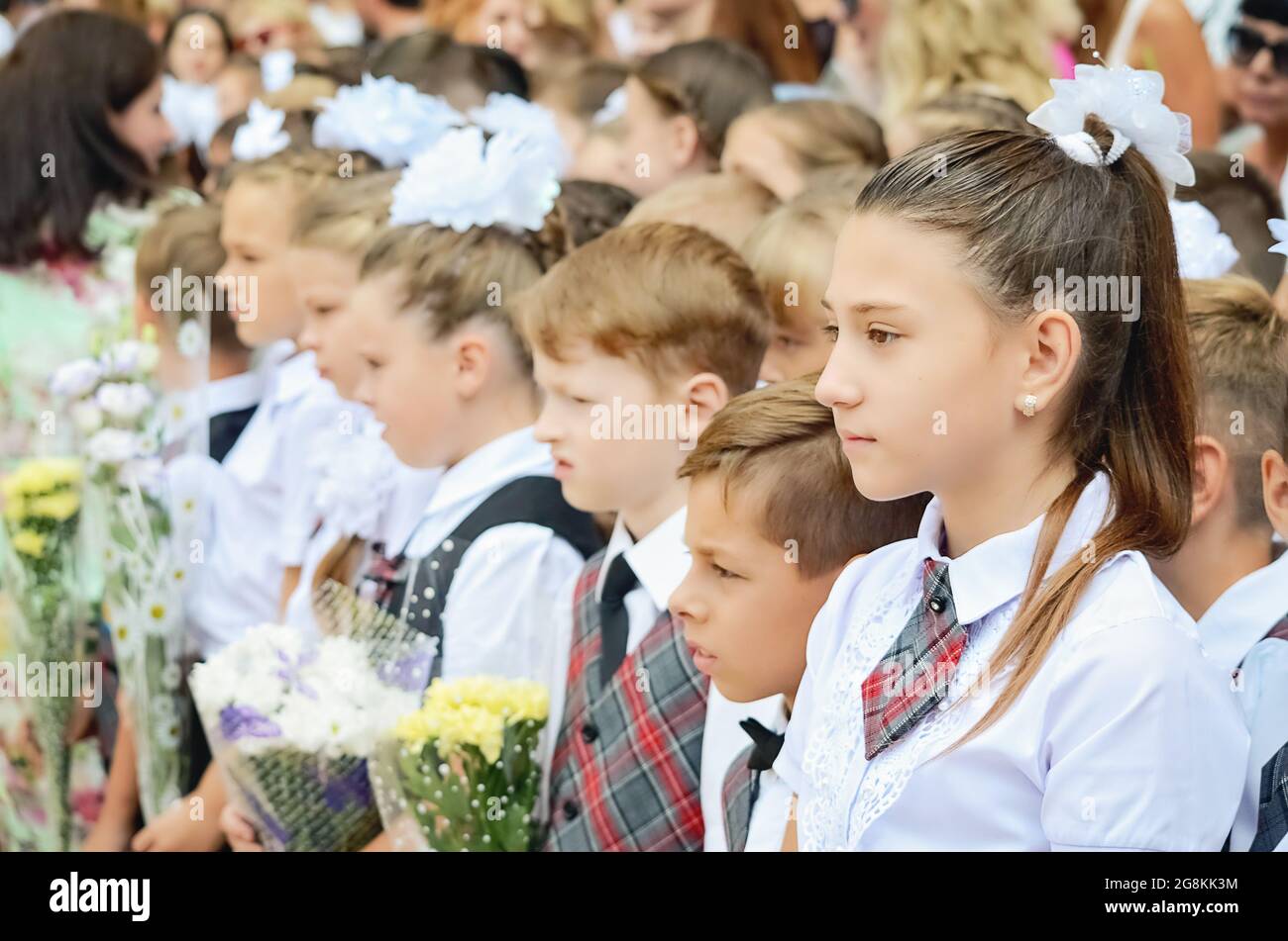 Kerch Russia - September 1, 2020 - children go to school, first bell ...